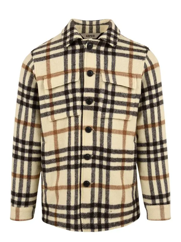 Aspesi Plaid Buttoned Coat - 40074 Quadnaturale