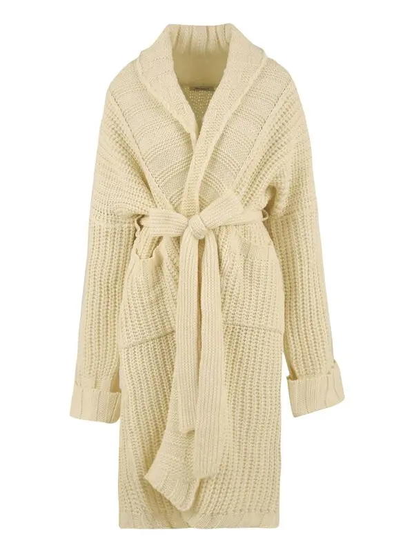 HINNOMINATE Shawl Collar Knit Wrap - White