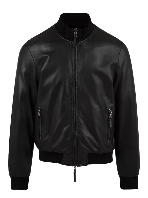 THE JACK LEATHERS Leather Zip-up Jacket - Black