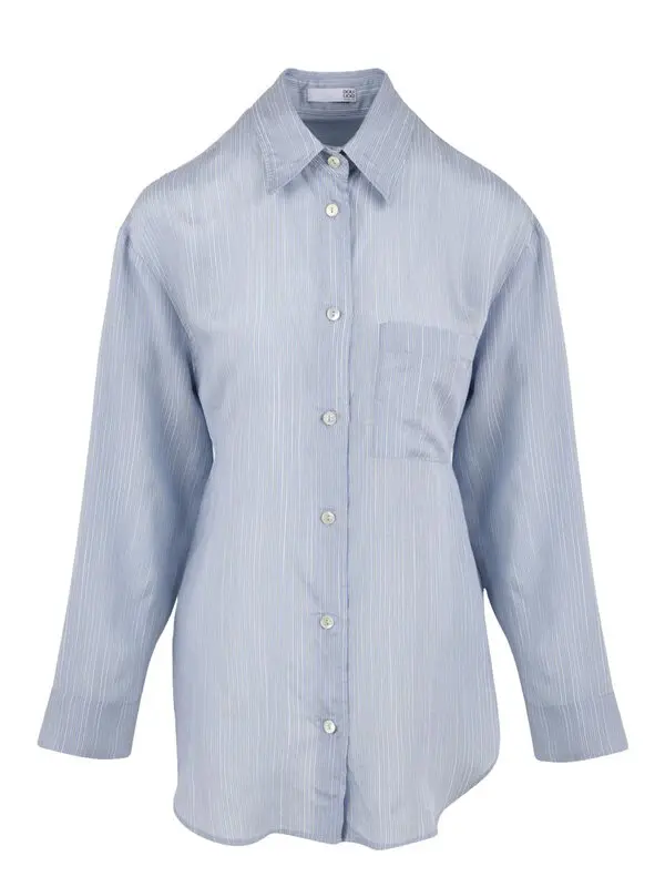 DOUUOD Striped Shirt - Clear Blue