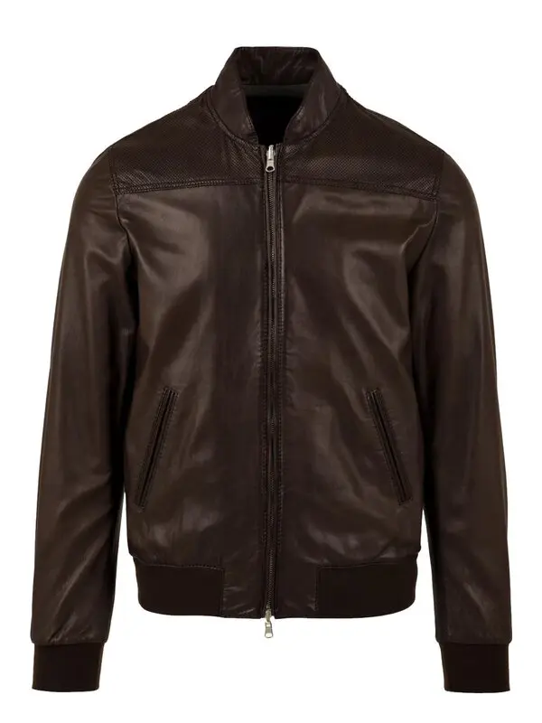 THE JACK LEATHERS Zip Up Coat - Wood Brown