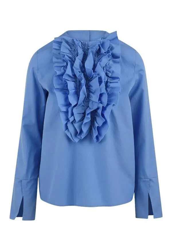 DOUUOD Ruffle-detailed Shirt - Clear Blue
