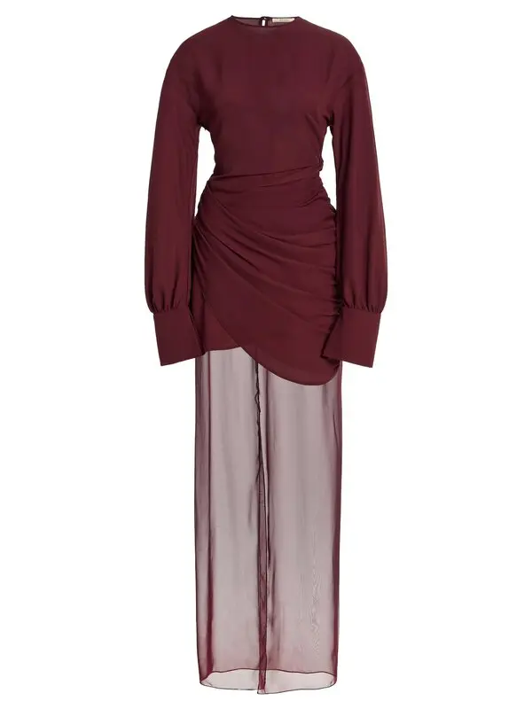NENSI DOJAKA Davina Draped Maxi Dress - Burgundy