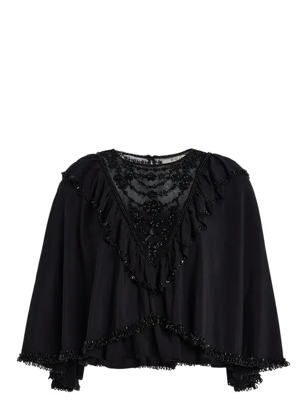 Sea Shanna Beaded Capelet Top - Black