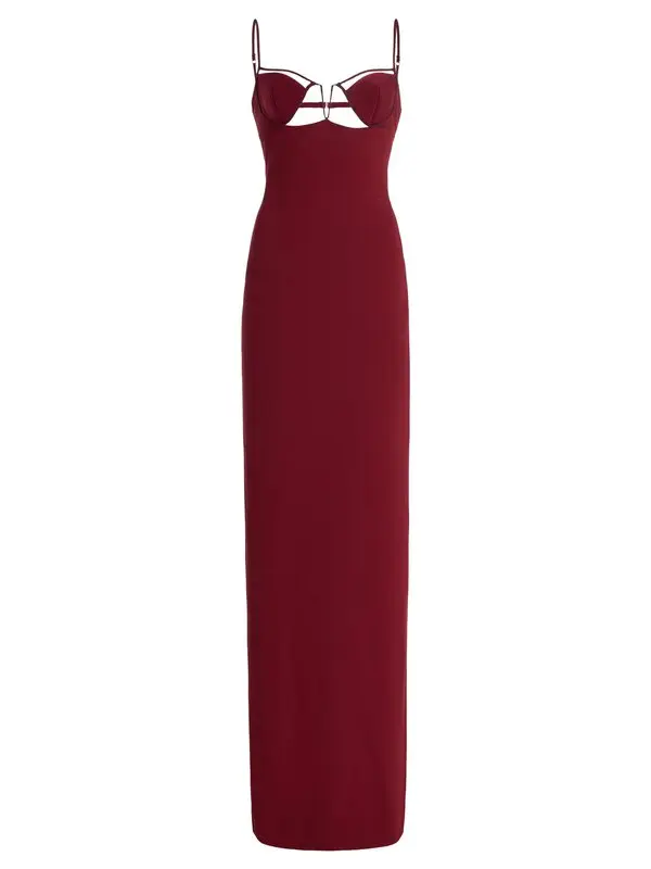 NENSI DOJAKA V-wire Bra Jersey Maxi Dress - Burgundy