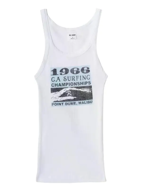 RE/DONE Ribbed Graphic Tank - White