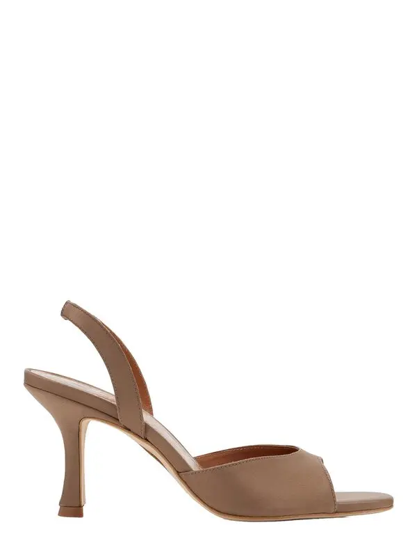 Staud Brigitte Satin Slingback Sandals - Taupe