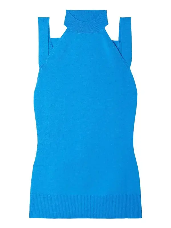 Monse Cutout Merino Wool-blend Tank - Azure