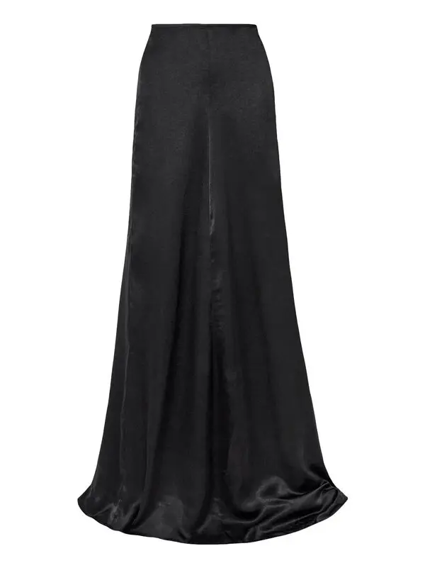 LUDOVIC DE SAINT SERNIN Leather-trimmed Silk-satin Maxi Skirt - Black