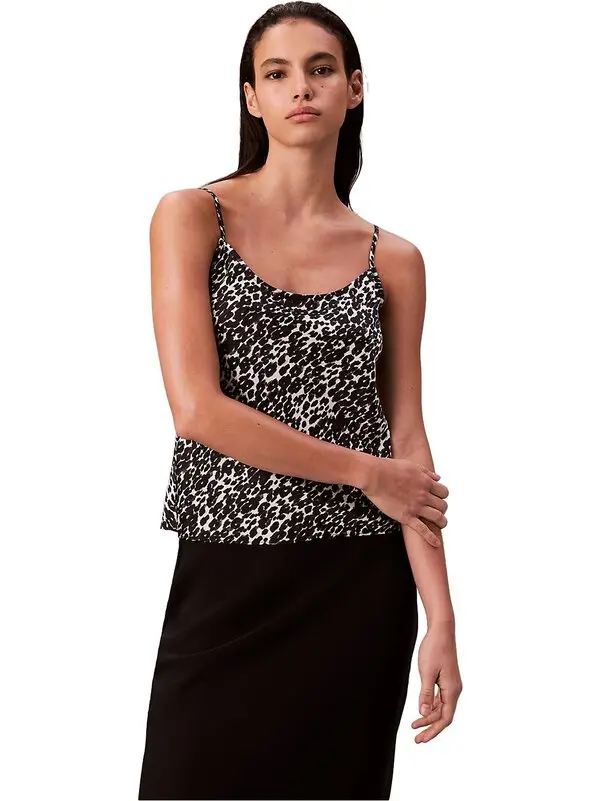 Calvin Klein Printed Satin Cami - Black / Chalk