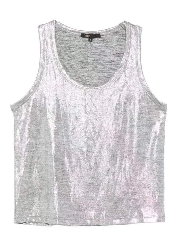 Maje Lamé Knit Tank Top - Grey
