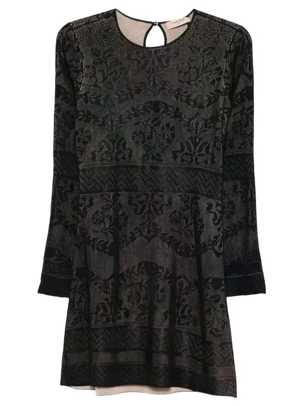 TWINSET Open-work Knit Mini Dress - Black