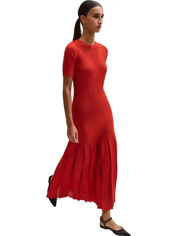 ME+EM Lace Knit Maxi Dress - Poppy Red