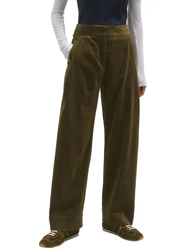 ME+EM Corduroy Tapered Trousers - Bronzed Green