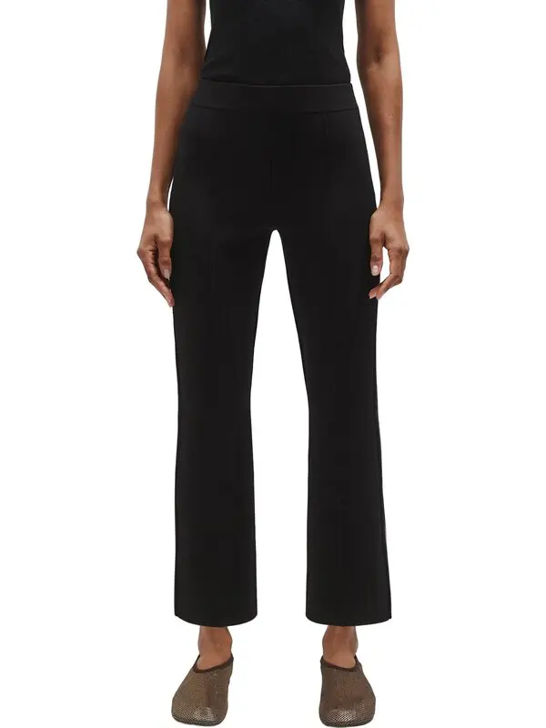 ME+EM Compact Knit Kickflare Crop Trousers - Black