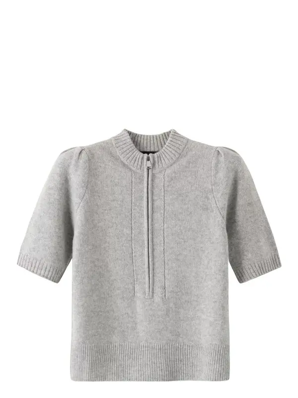 ME+EM Cashmere Knit Tee - Silver Grey Melange