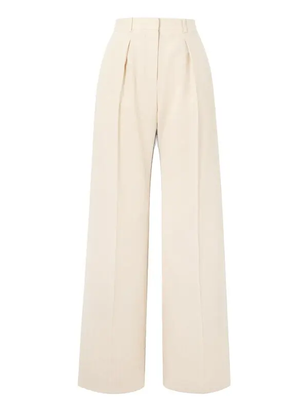 Loro Piana Edward Pleated Linen And Wool-blend Twill Wide-leg Pants - Neutrals