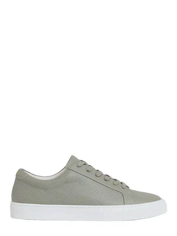 REISS Luca Tumbled-leather Low-top Trainers - Mint Green