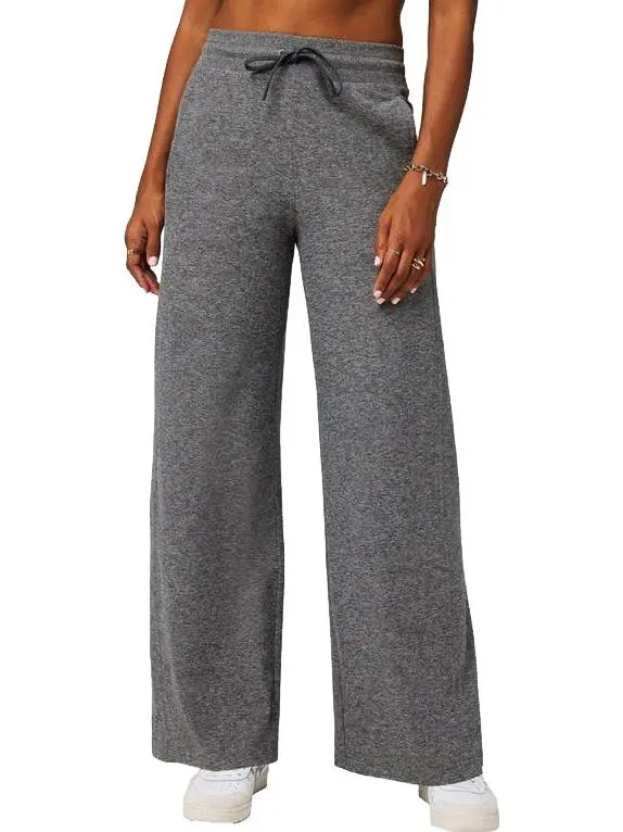 FABLETICS Cloud Jersey Wide Leg Pant - Charcoal Grey Heather