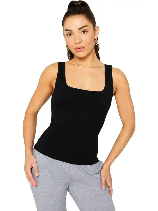 FABLETICS Daily Rib Square Neck Tank - Black