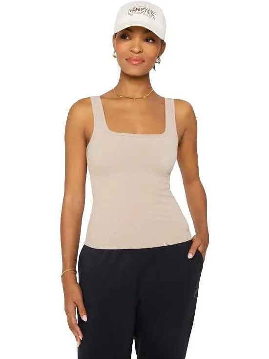FABLETICS Daily Rib Square Neck Tank - Brutalist Khaki