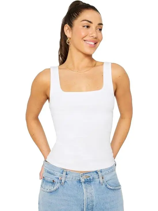 FABLETICS Daily Rib Square Neck Tank - Classic White