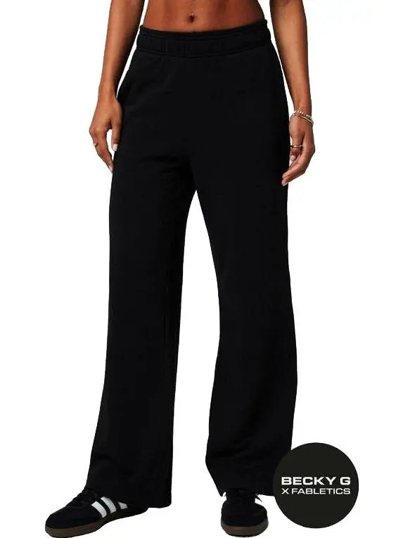 FABLETICS Year Round Terry Wide Leg Sweatpants - Black