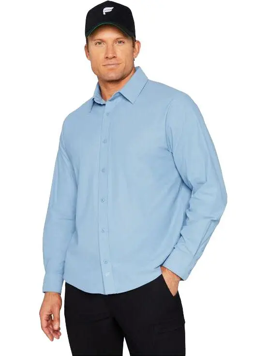 FABLETICS The Don Long Sleeve Button Up - Newport Blue