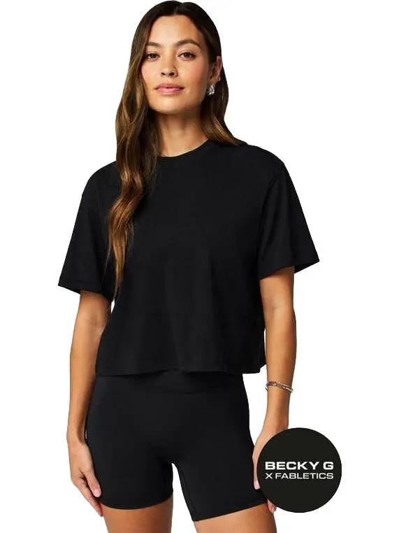 FABLETICS Cotton Boxy Tee - Black