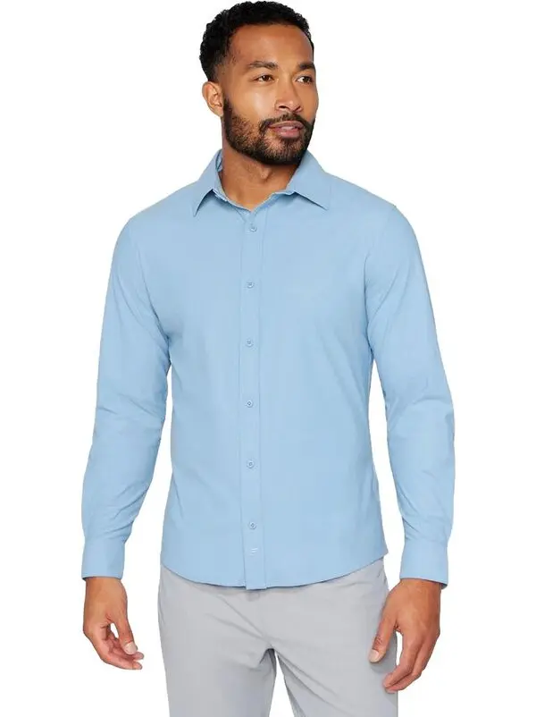 FABLETICS The Don Long Sleeve Button Up - Newport Blue