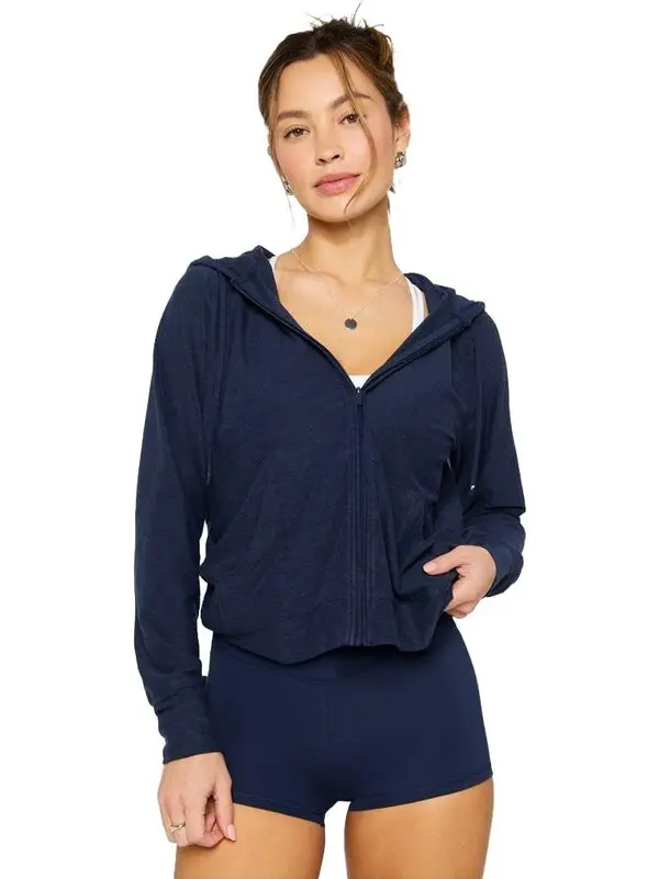 FABLETICS Cloud Jersey Full Zip Hoodie - Deep Navy Heather