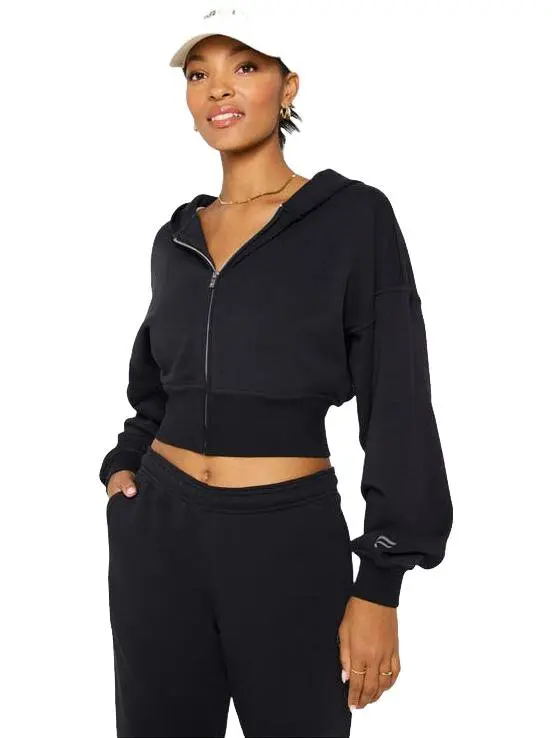 FABLETICS Year Round Terry Cropped Full-zip Hoodie - Black