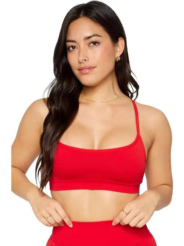 FABLETICS Sleek Seamless Strappy Low Impact Bra - Heated Red