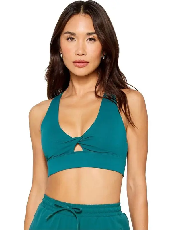 FABLETICS Oasis Twist Impact Sports Bra - Green Abyss
