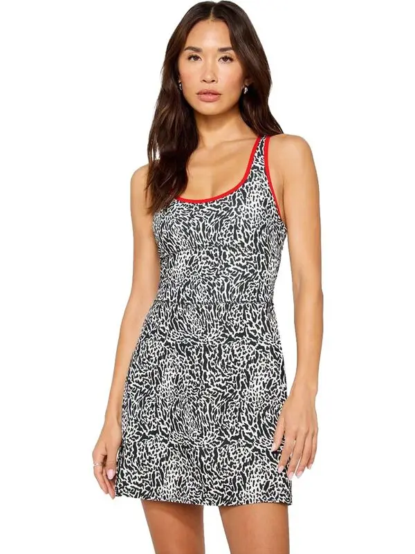 FABLETICS Define Performance Classic Mini Dress - Mixed Leopard/heated Red