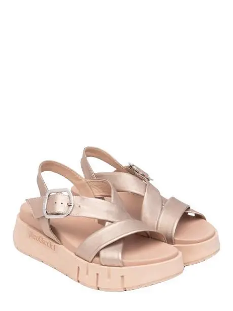 NEROGIARDINI Platform Slingback Sandals - Sand Metallic