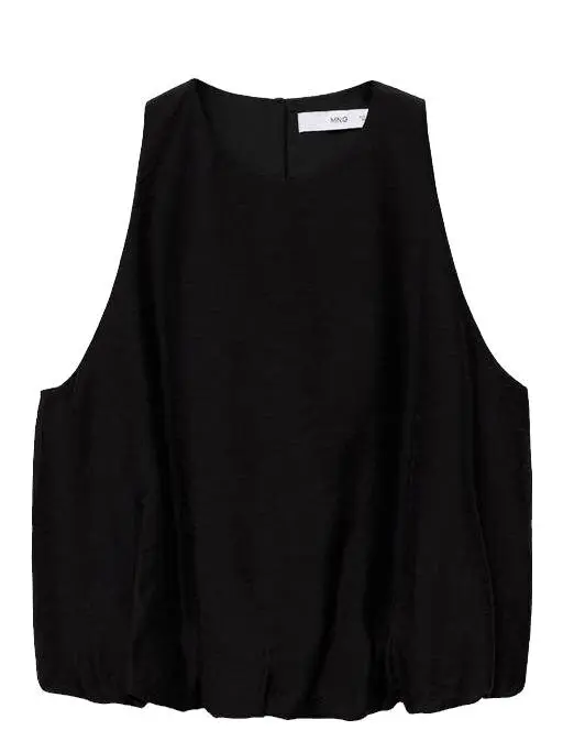 Mango Bubble Hem Sleeveless Top - Black