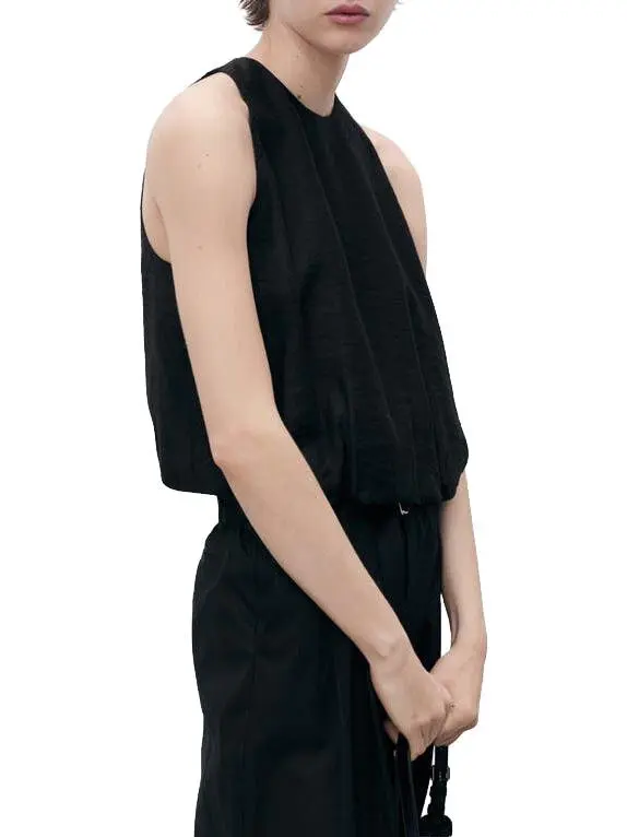 Mango Bubble Hem Sleeveless Top - Black