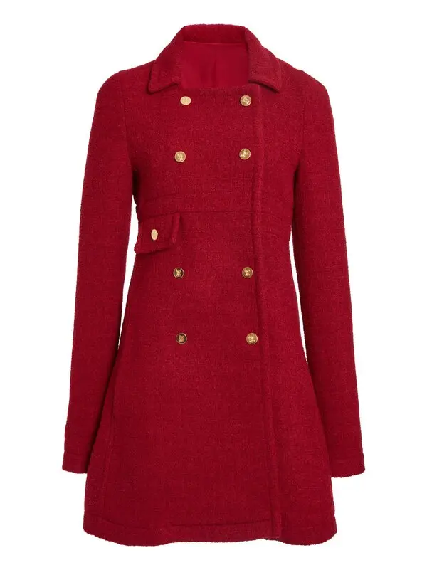 Giambattista Valli Double-breasted Boucle Coat - Red