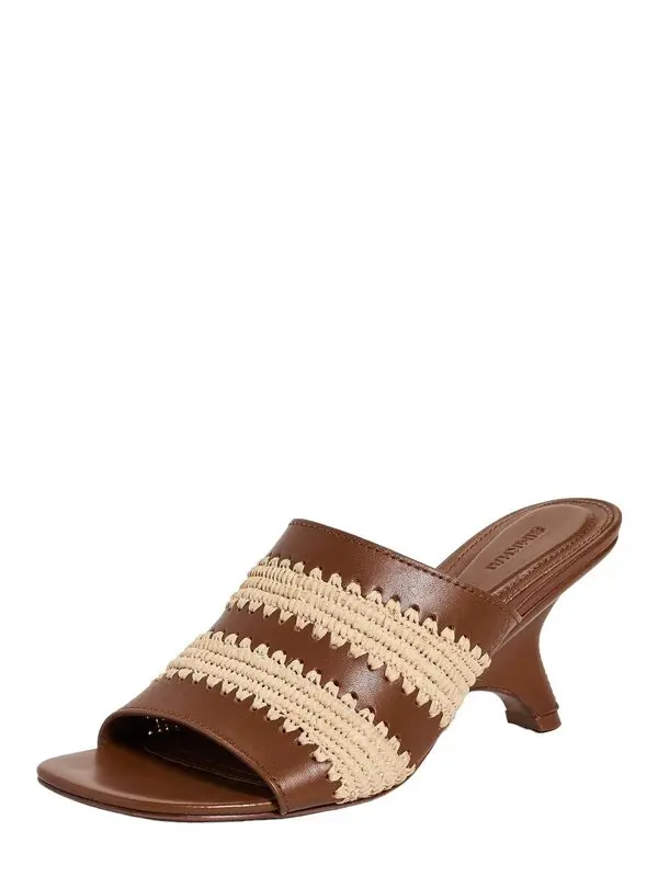 Simkhai Shadow Raffia Mule Sandals - Sable