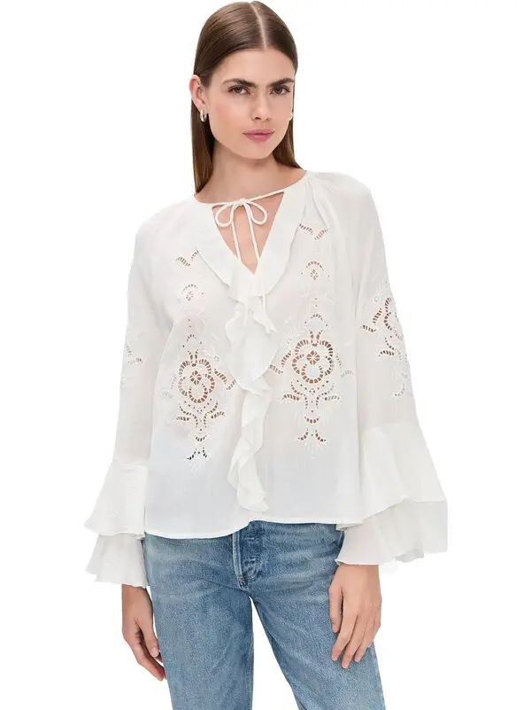 Ba&sh Omar Eyelet Blouse - Ecru