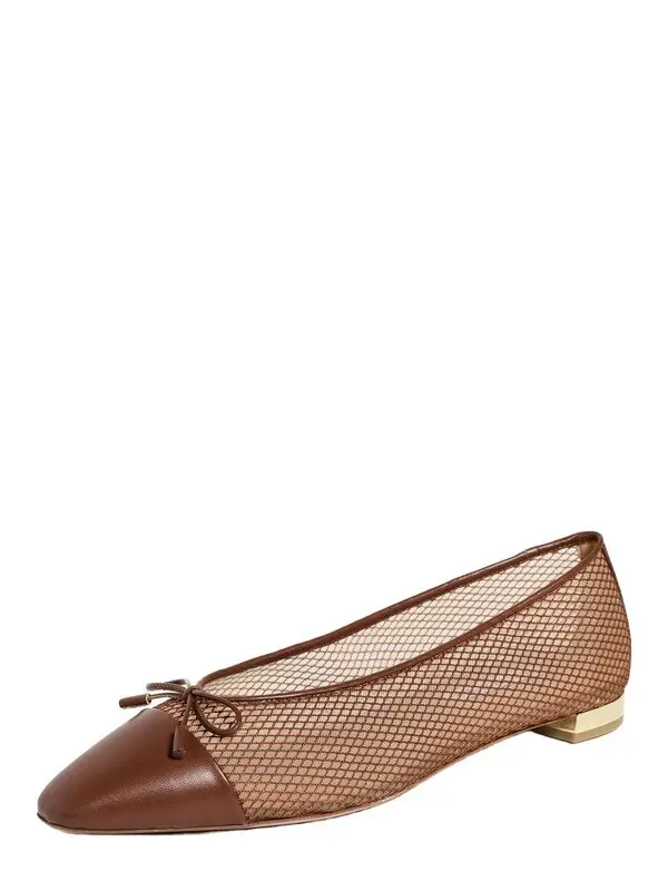 AQUAZZURA Gioia Mesh Flats - Tobacco/rich Cognac