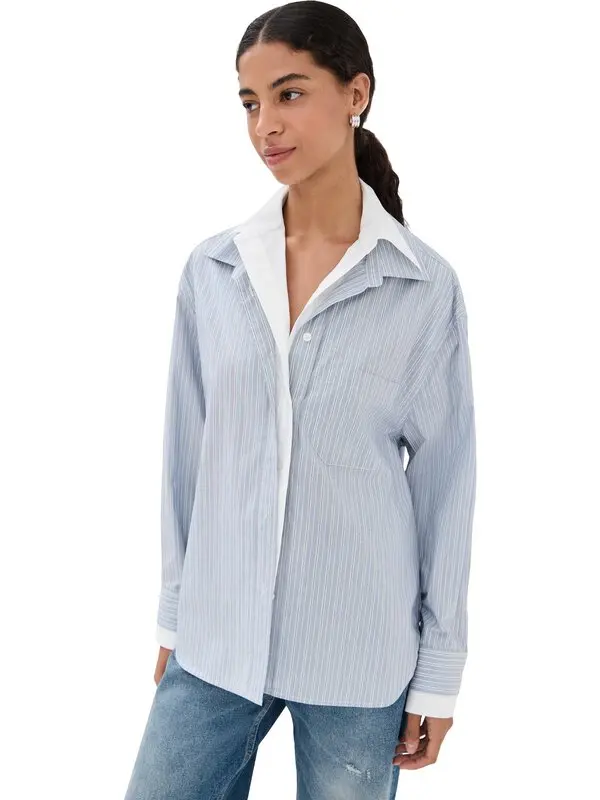 Acne Studios Striped Shirting Blouse - Blue/white