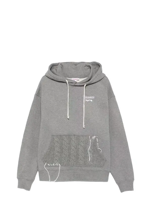 CHARLES JEFFREY Cable-knit Pocket Hoodie - Grey