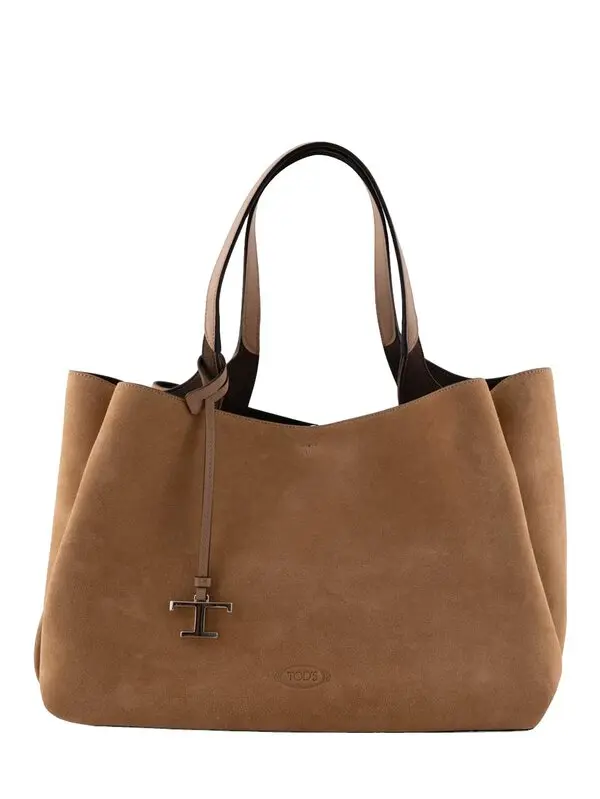 TOD'S Medium Suede Bag - Beige