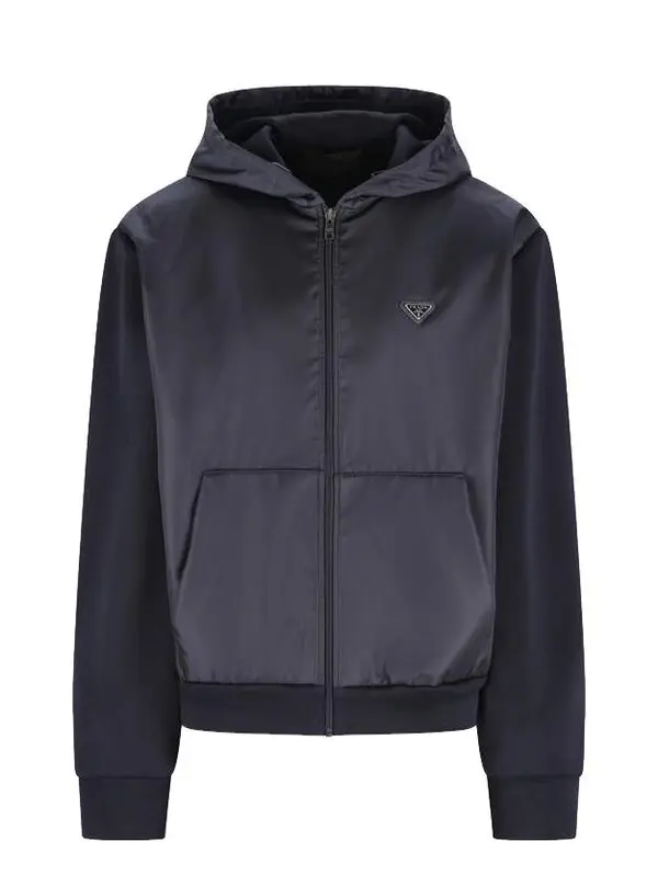 Prada Hooded Zip-up Jacket - Blue+blue