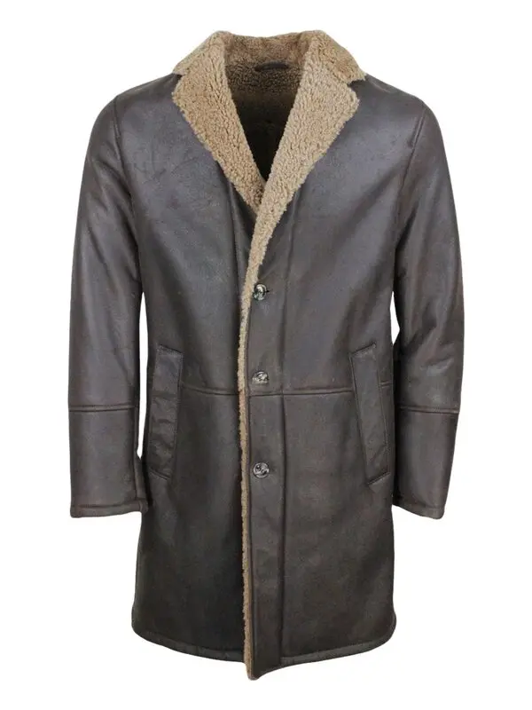 BARBA NAPOLI Leather Coat - Brown
