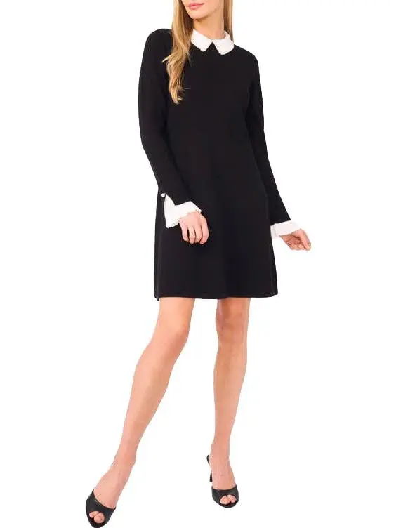 CECE DUPRAZ Embellished Long Sleeve Sweater Dress - Rich Black