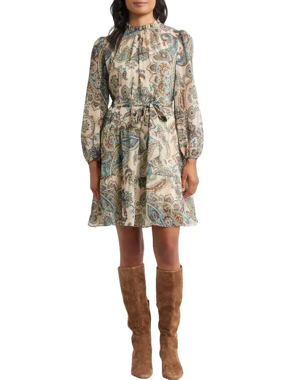 Julia Jordan Printed Babydoll Dress - Tan Multi