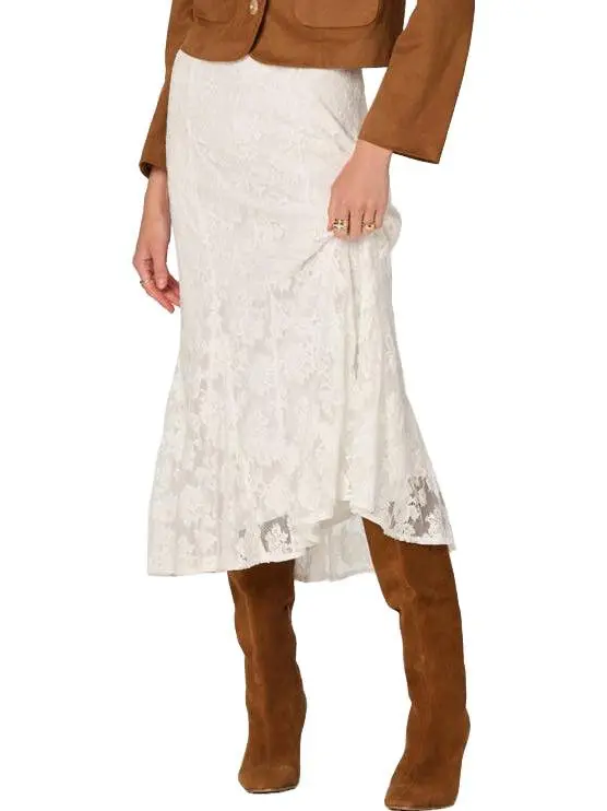 Astr The Label Cotton Blend Lace Midi Skirt - Off White